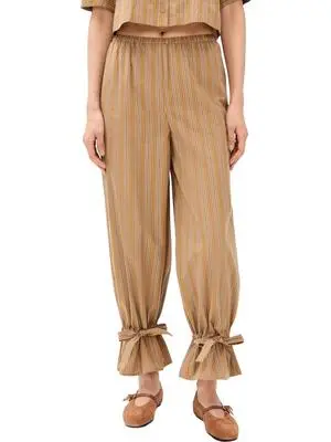 THE TINY BIG SISTER The Tiny Big Sister Striped Bow Balloon Trousers Light Brown