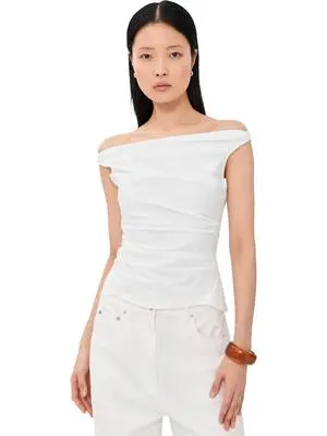 Simkhai Maisel Draped Off-shoulder Top - White