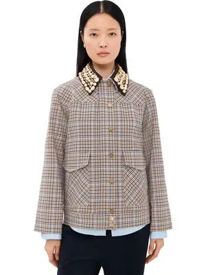 Veronica Beard Houndstooth Twill Jacket - Malt Multi