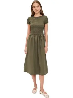 Madewell Smocked Halter Midi Dress In Blue Ditsy - 15% Off | Editorialist