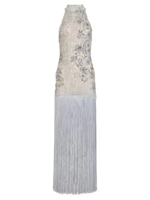 FRANCESCA MIRANDA Siena Fringe Maxi Dress - Silver