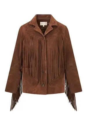 LOVESHACKFANCY Geraline Lamb Leather Fringe Jacket