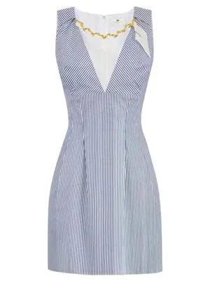 Elisabetta Franchi Striped Chain Mini Dress - Blue