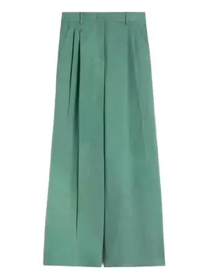 Max Mara Viscose And Linen Wide-leg Trousers - Green
