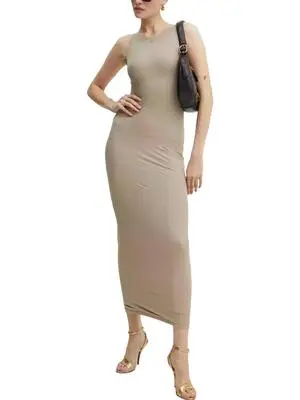 Guess Triangle-embellished Sleeveless Maxi Dress - Neutrals