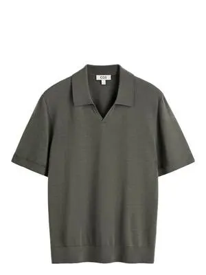 Cos Open-collar Merino Wool Polo Shirt - Green