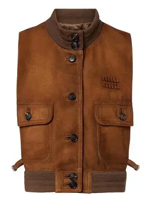 Miu Miu Suede Vest - Brown