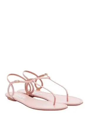 AQUAZZURA Leather Thong Sandals - Pink