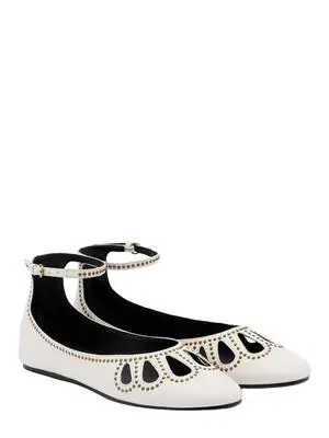 Isabel Marant Étoile Bloris Studded Leather Ballet Flats - White