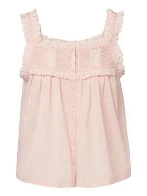DÔEN Fidella Lace-trimmed Cotton Top - Pink