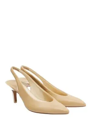 Chloé Suzie Leather Slingback Pumps - Beige