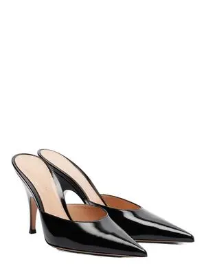 GIANVITO ROSSI Pointed Toe Leather Mules - Black