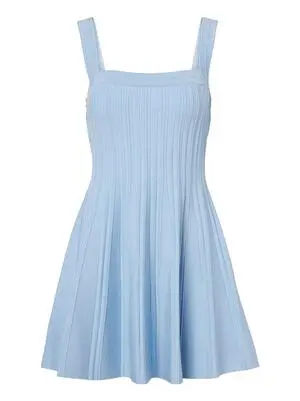 Simkhai Indie Ribbed-Knit Minidress Blue