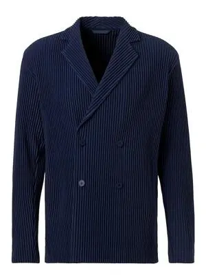 Issey Miyake Homme Plissé Tailored Pleats 1 Double-breasted Blazer - Blue