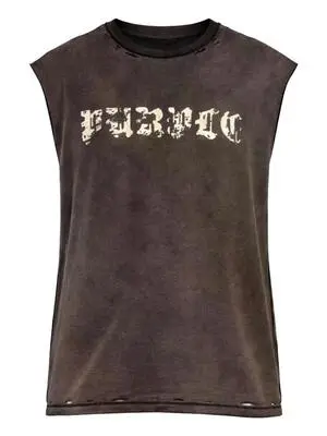 PURPLE BRAND Gothic Logo-print Tank - Brown