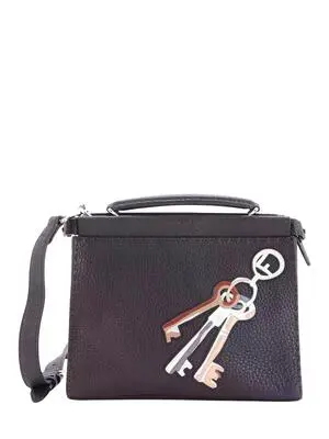 Fendi Selleria Peekaboo Fit Leather Crossbody Bag With Applique - Brown