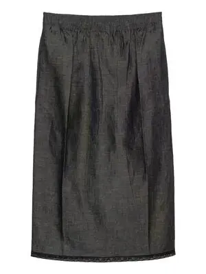Prada Chambray Skirt With Lace Trim - Grey