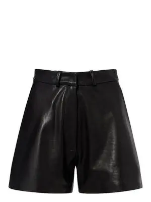Nour Hammour Leather Barrel Shorts - Black