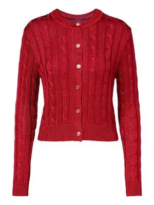 Ralph Lauren Cable-knit Silk Cardigan - Red