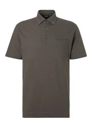 Zegna Cotton Pique Polo Shirt - Grey
