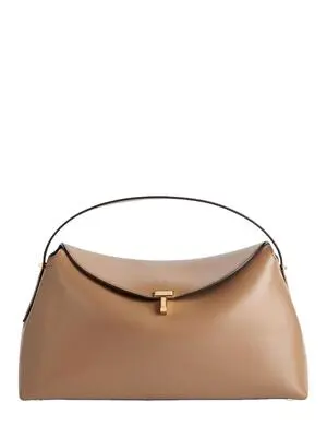 TOTEME T-Lock Leather Clutch Beige
