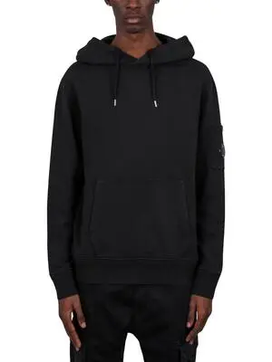 C.P. COMPANY Cotton Hoodie With Logo Patch - Black