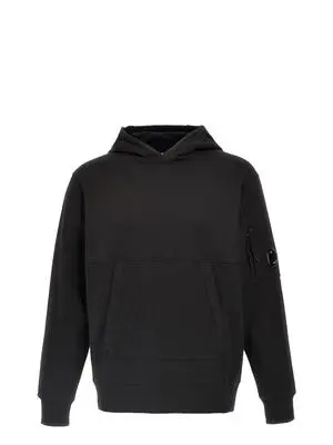 C.P. COMPANY Cotton Hoodie With Sleeve Pocket Detail - Black