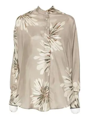 BRUNELLO CUCINELLI Printed Silk Shirt