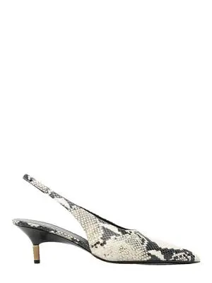 Khaite Bella Leather Slingback Pumps - Beige