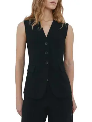 Mango Buttoned Corset Back Vest - Black