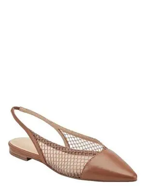 Marc Fisher Davin Pointed Toe Slingback Flat Medium Brown