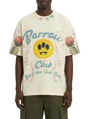 BARROW Printed Cotton T-shirt Cream