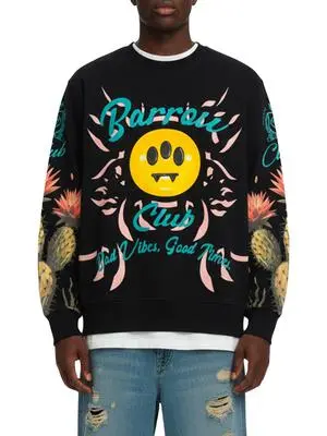 BARROW Crewneck Cotton Sweatshirt With Logo Print Black