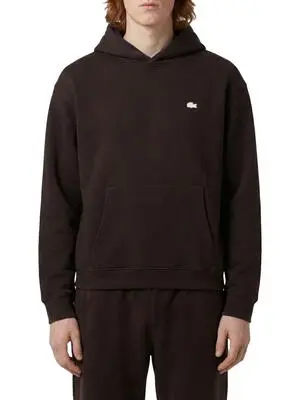 Lacoste Lacoste Printed Cotton Hooded Sweatshirt Brown