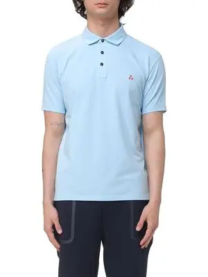 Peuterey Cotton And Silk Blend Polo Shirt Sky Blue