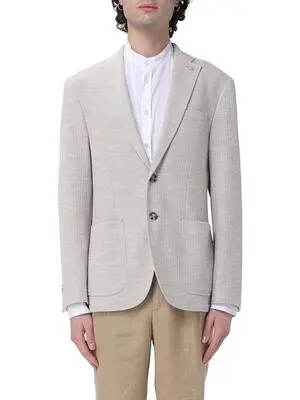 MANUEL RITZ Cotton And Linen Single Breasted Blazer Beige