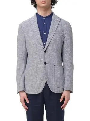 MANUEL RITZ Cotton And Linen Single Breasted Blazer - Blue