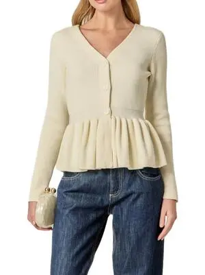 English Factory Peplum Rib Top - White