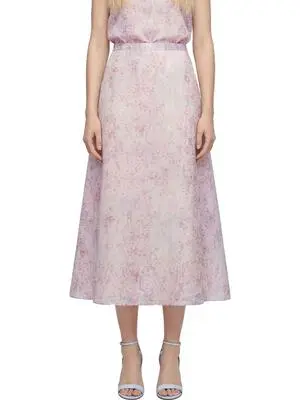 Alberta Ferretti Printed A-line Midi Skirt - Pink