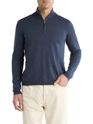 JACK VICTOR Daniel Quarter-zip Cotton Sweater - Washed Navy