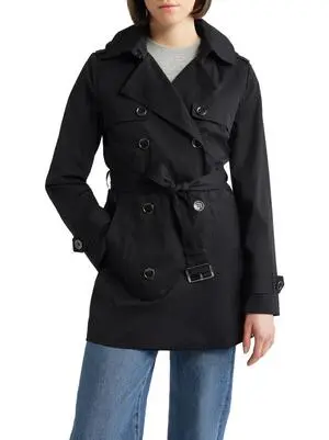 Michael Kors Water Resistant Short Trench Coat - Black