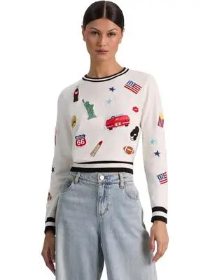 Alice + Olivia Carolann Shrunken Pullover - White