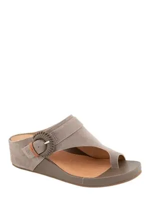 Gentle Souls Galina Toe Loop Wedge Sandal - Grey Suede