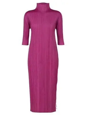 Issey Miyake Pleated High-neck Dress - Pink