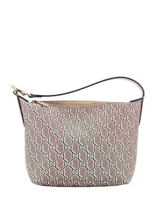 Gucci Ophidia Zip Shoulder Bag GG Shadow Coated Canvas Super Mini Hobo Bag Brown