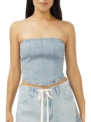 SILVER JEANS CO. Strapless Denim Corset Top - Mazatlan