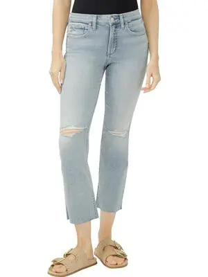SILVER JEANS CO. Most Wanted Ripped Mid Rise Ankle Straight Leg Jeans - Highland
