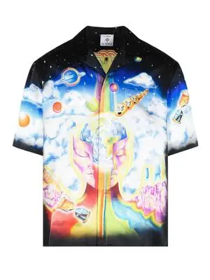Casablanca Cuban Collar Short-sleeve Shirt - Multicolor