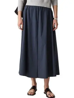 Theory Cotton-blend A-line Midi Skirt - Faded Navy