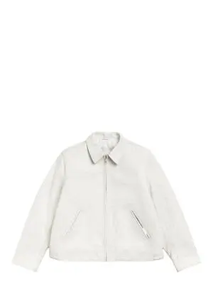 StÜssy Cracked Leather Garage Jacket - White
